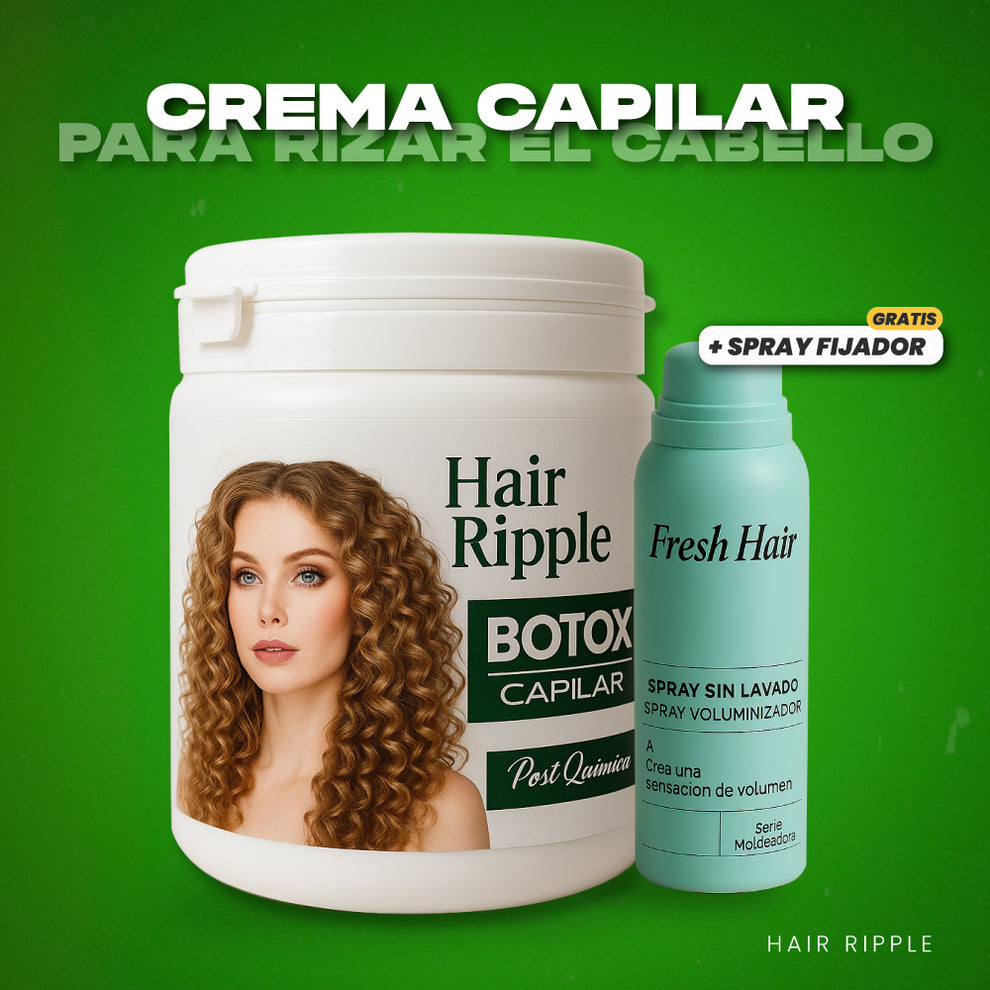 Crema capilar para rizar el cabello + Spray Fijador - Hair Ripple ...
